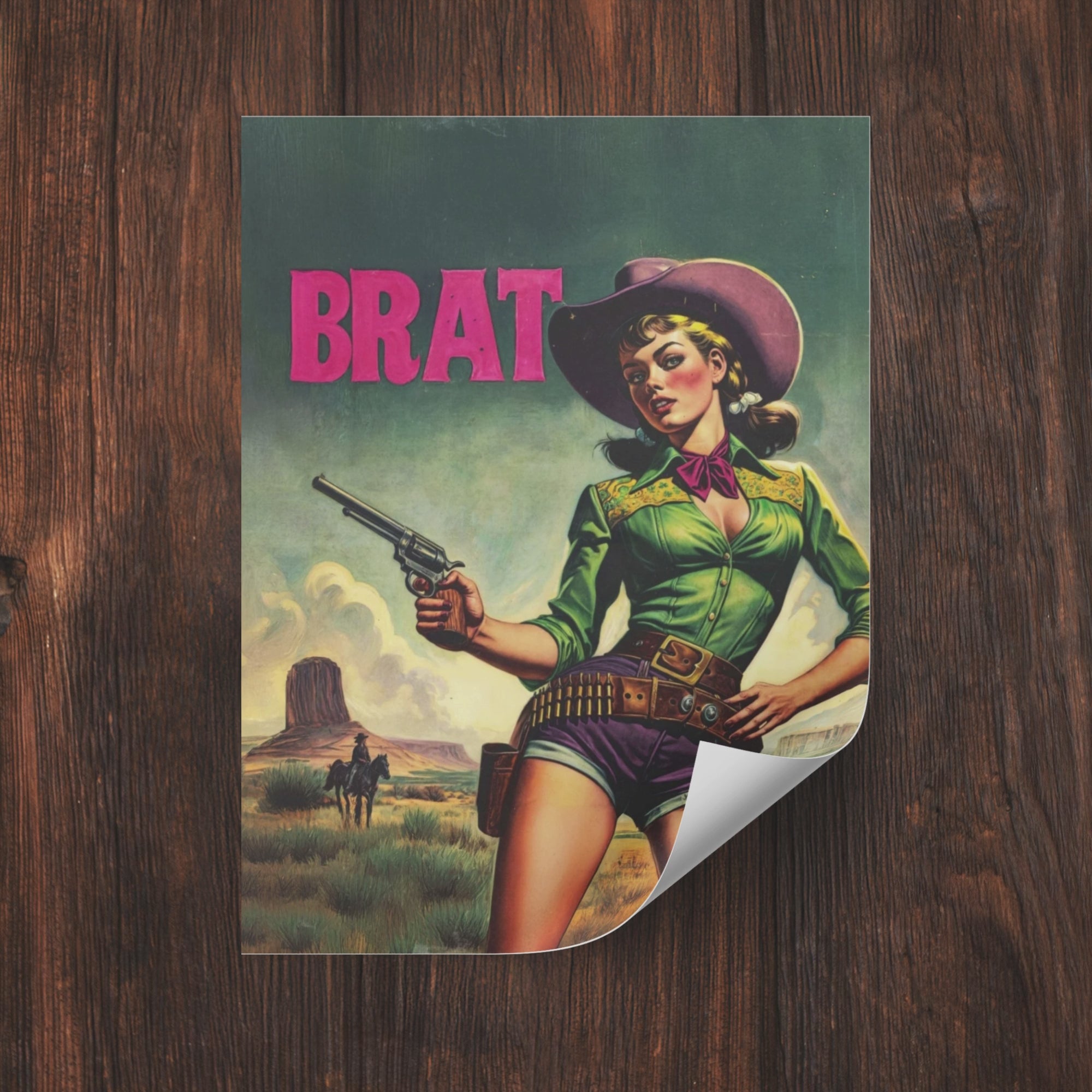 Poster - Retro Sassy Brat Cowgirl Wild Western Themed Portrait – Dusky Dimensions
